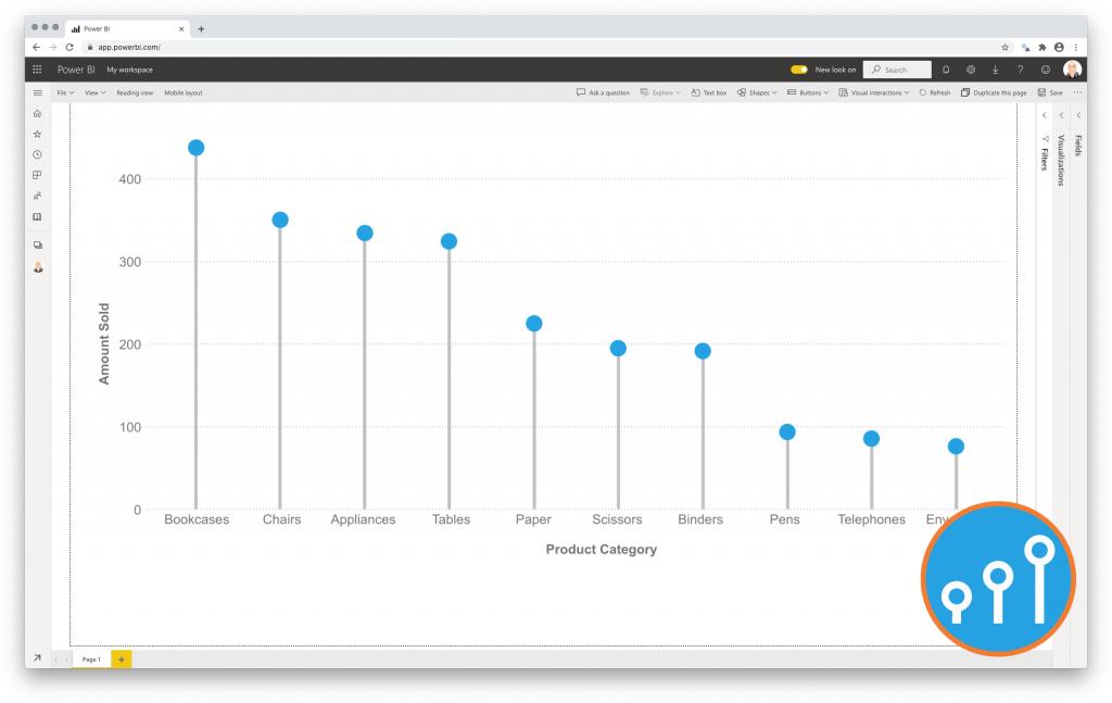 Lollipop Column Chart for Power BI - Power BI Visuals by Nova Silva